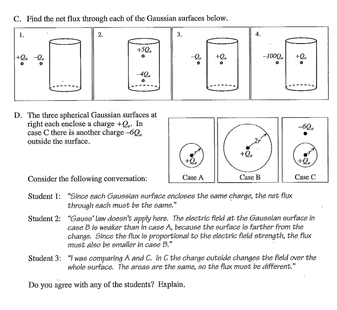 Solved C. Find the net flux through each of the Gaussian | Chegg.com
