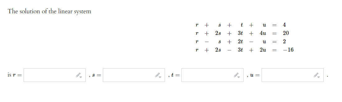 Solved The solution of the linear system | Chegg.com