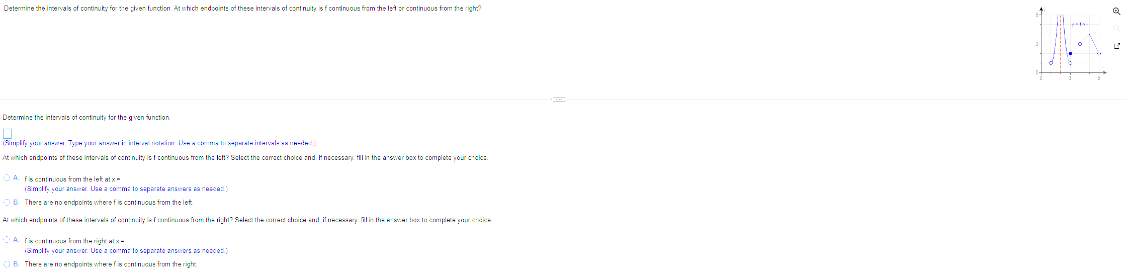 Solved Determine the intervals of continuity for the given | Chegg.com