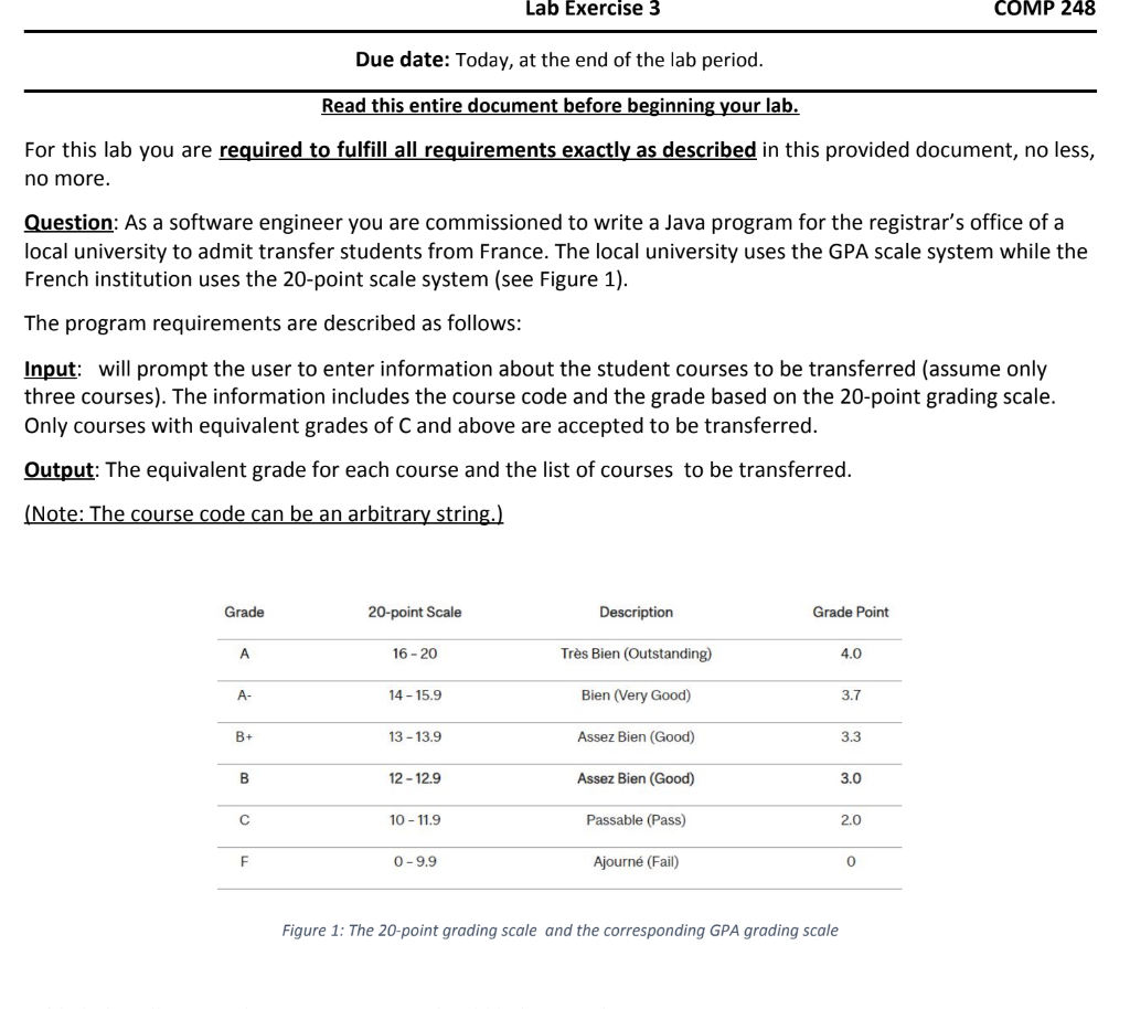Solved Lab Exercise 3 COMP 248 Due date: Today, at the end | Chegg.com