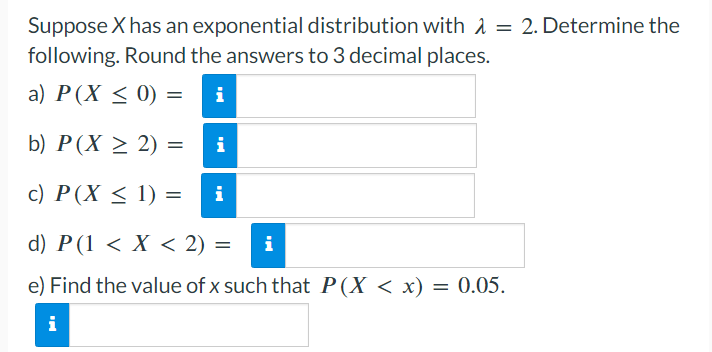 Solved Suppose X has an exponential distribution with λ=2. | Chegg.com