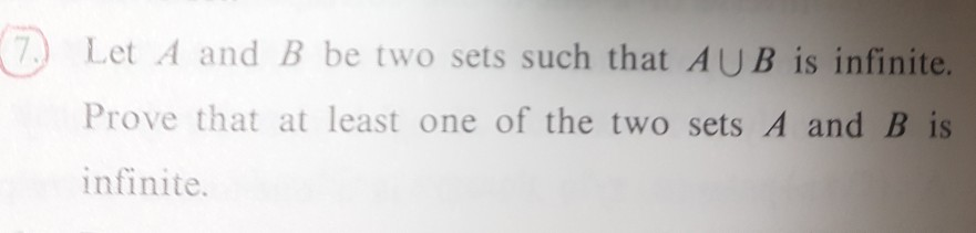 Solved Let A and B be two sets such that AUB is infinite. | Chegg.com