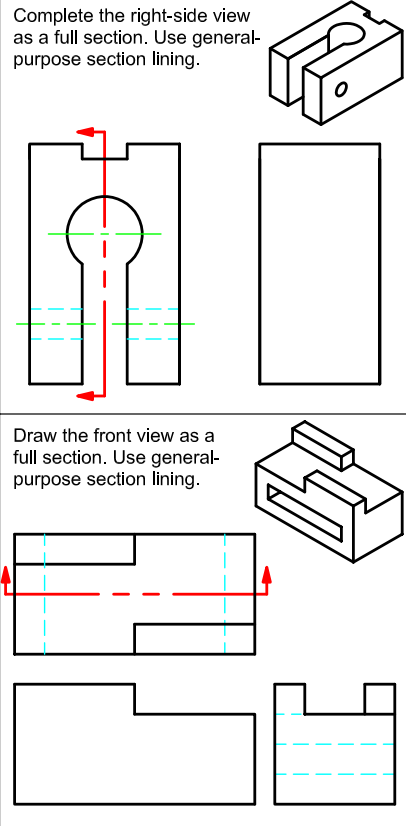 Solved Complete the right-side view as a full section. Use | Chegg.com