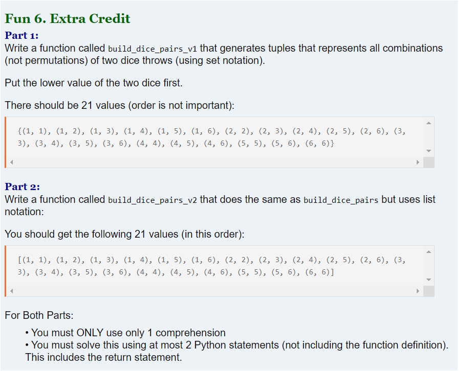 Solved Fun 6. Extra Credit Part 1: Write a function called | Chegg.com