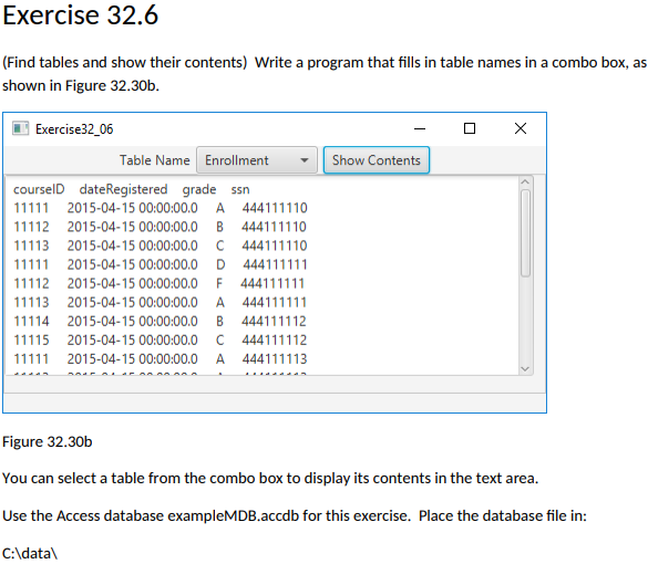 Solved Exercise 32.6 (Find tables and show their contents) | Chegg.com