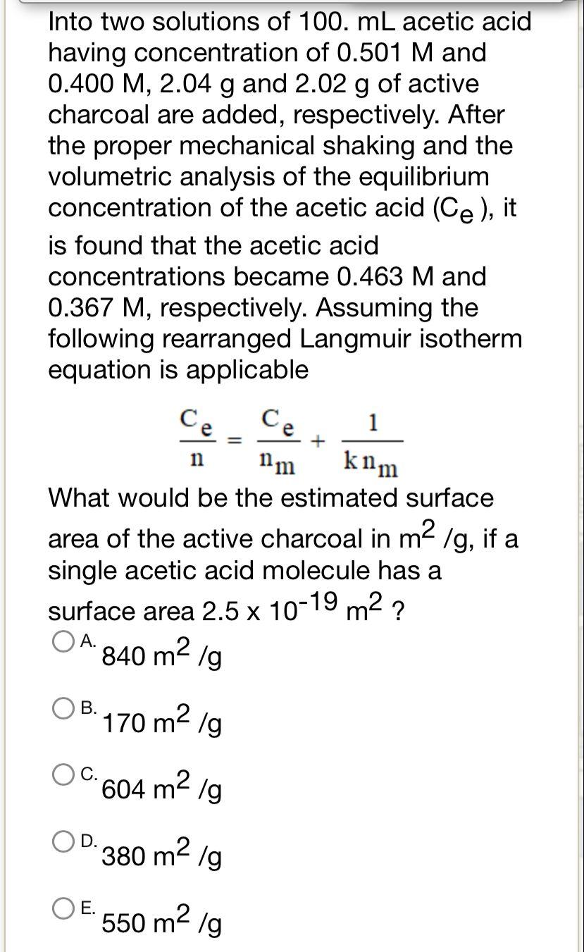 Solved Into two solutions of 100.mL acetic acid having | Chegg.com