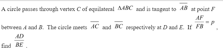 Solved A circle passes through vertex C of equilateral ABC | Chegg.com