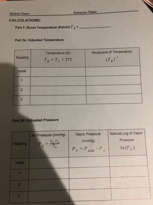 Solved Instructor Name: Stadent Name DATA (EXP #2): Part 1: | Chegg.com