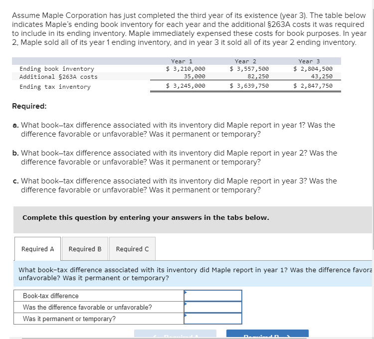 Solved Assume Maple Corporation has just completed the third | Chegg.com