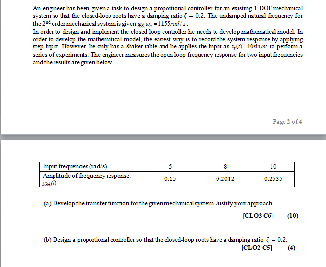 Solved An engineer has been given a task to design a | Chegg.com