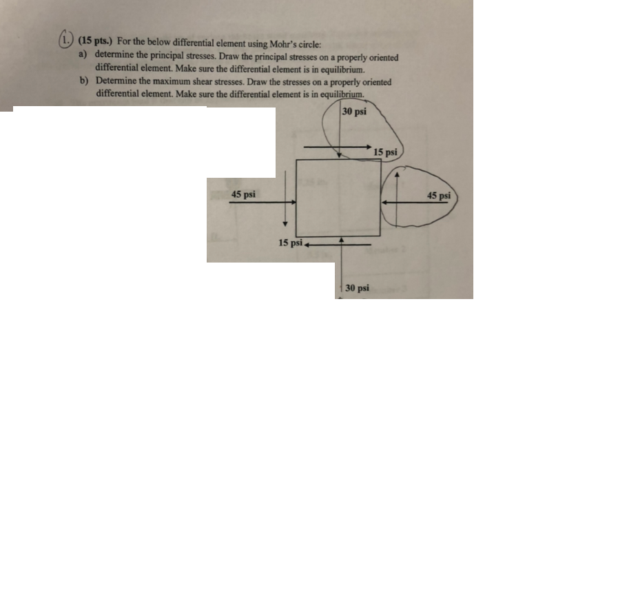 Solved (15 pts.) For the below differential element using | Chegg.com