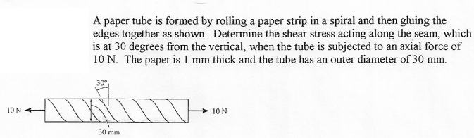 Solved A paper tube is formed by rolling a paper strip in a | Chegg.com