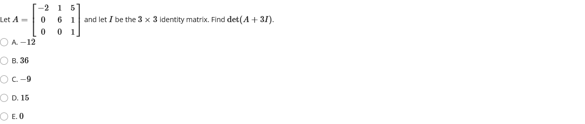 Solved Let A=⎣⎡−200160511⎦⎤ and let I be the 3×3 identity | Chegg.com