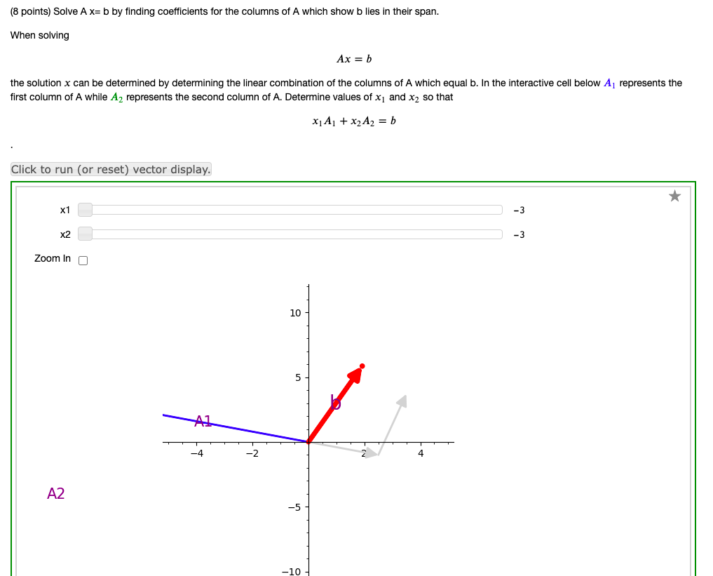 Solved (8 points) Solve A x=b by finding coefficients for | Chegg.com
