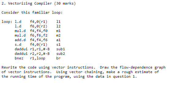 2. Vectorizing Compiler (30 marks) Consider this | Chegg.com