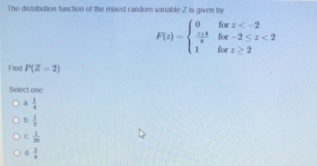 Solved The distribution function of the mixed random | Chegg.com