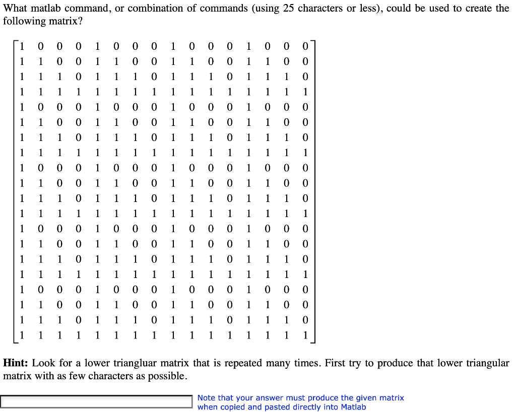 Solved What matlab command, or combination of commands | Chegg.com
