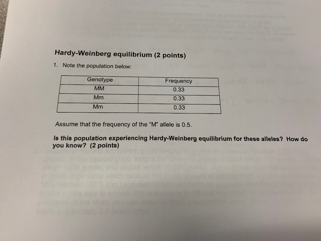 Solved Hardy-Weinberg equilibrium (2 points) 1. Note the | Chegg.com