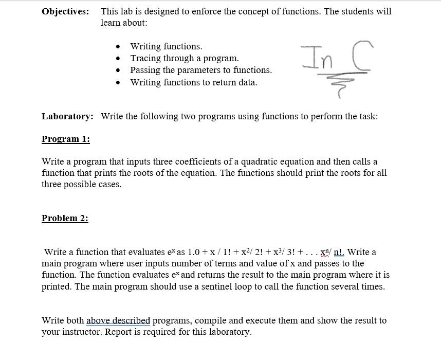 Solved Objectives: This lab is designed to enforce the | Chegg.com