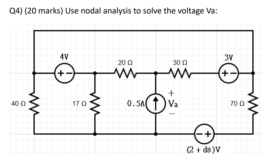 Solved Q4) (20 marks) Use nodal analysis to solve the | Chegg.com