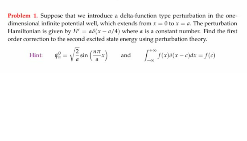 Solved Problem 1. Suppose that we introduce a delta-function | Chegg.com