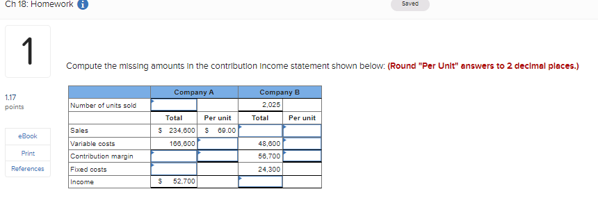 Solved Compute the missing amounts in the contribution | Chegg.com