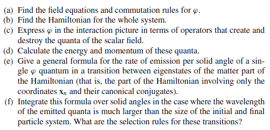 3. Consider the theory of a real scalar field p(x, | Chegg.com