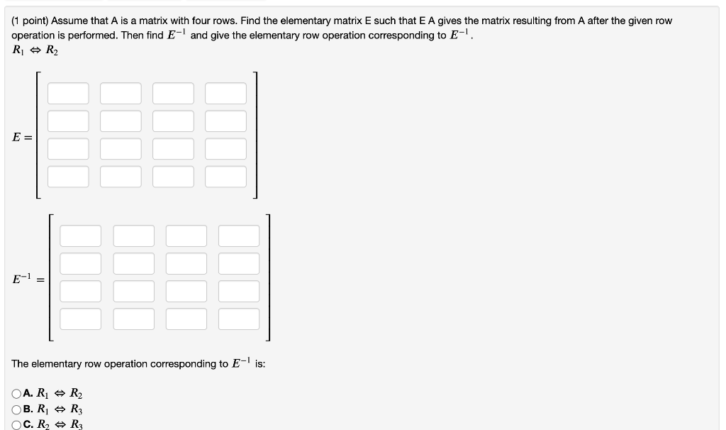 Solved (1 point) Assume that A is a matrix with four rows. | Chegg.com