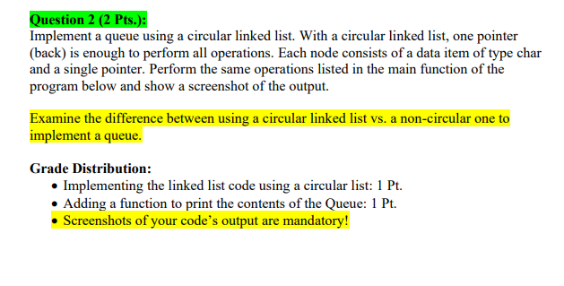 Solved //Queue using linear array #include using | Chegg.com