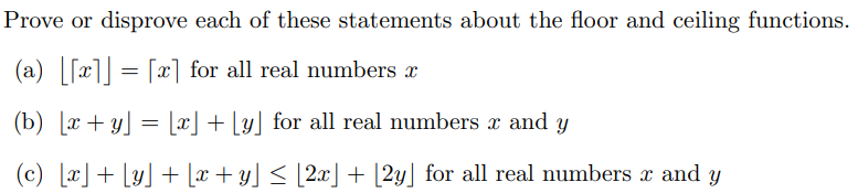 Solved Prove or disprove each of these statements about the | Chegg.com