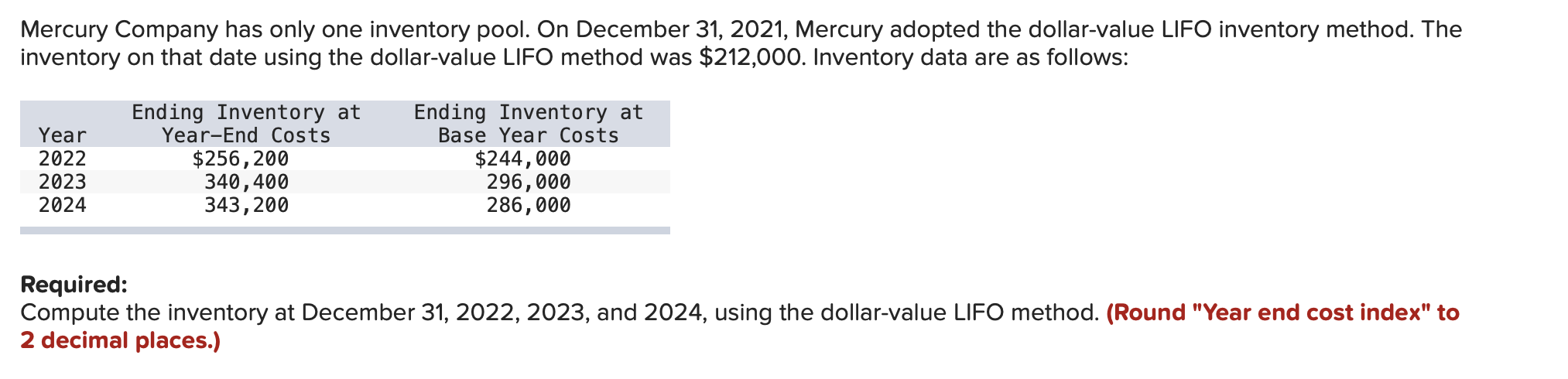 Solved Inventory Layers Converted to Base Year Cost | Chegg.com