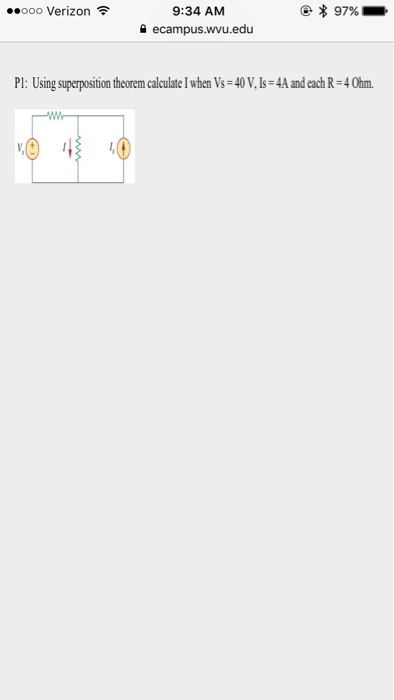 Solved Using superposition theorem calculate I when Vs = 40 | Chegg.com Solved Using superposition theorem calculate I when Vs = 40 | Chegg.com
