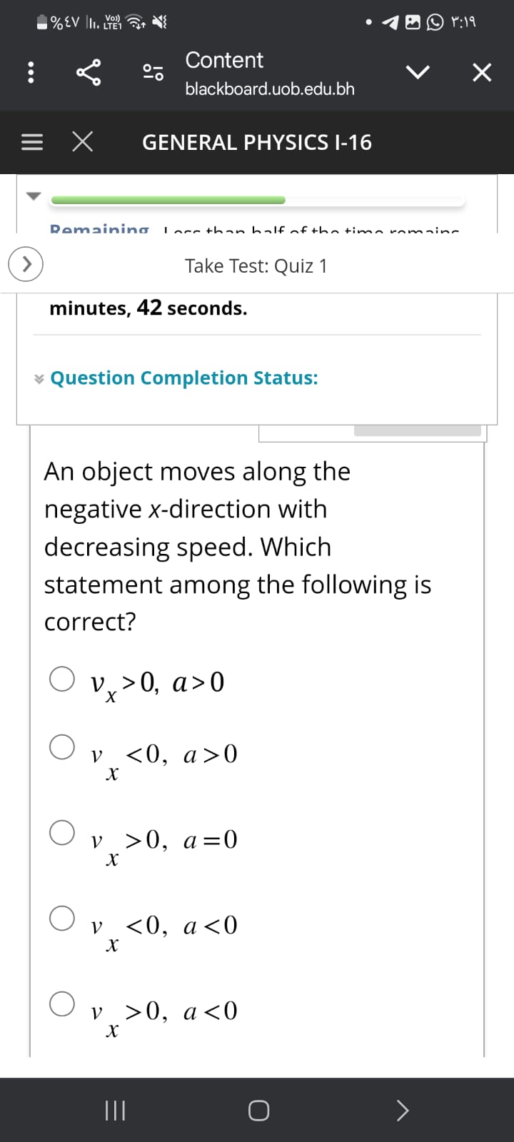 Solved An object moves along the negative x-direction with | Chegg.com