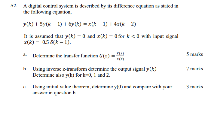 Solved A2. A digital control system is described by its | Chegg.com