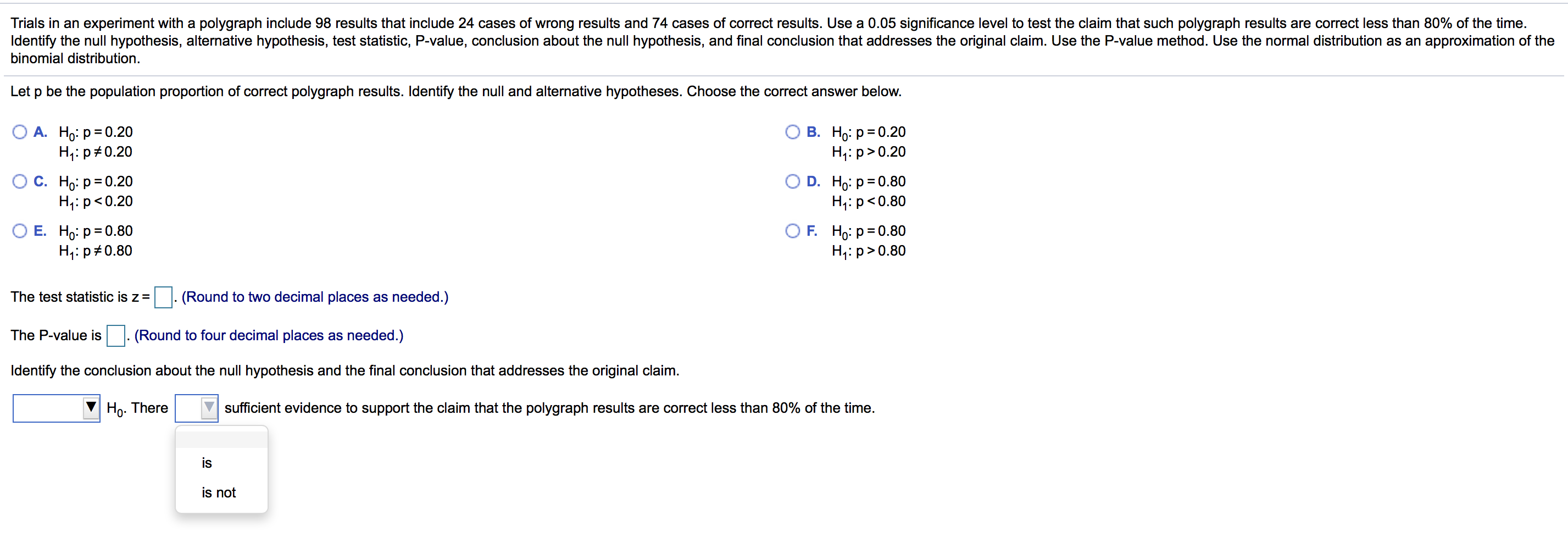 Solved Trials in an experiment with a polygraph include 98 | Chegg.com
