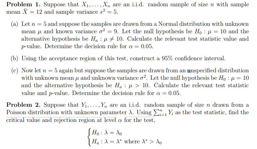 Solved Problem 1 Suppose That Xi Xn Are An I I D