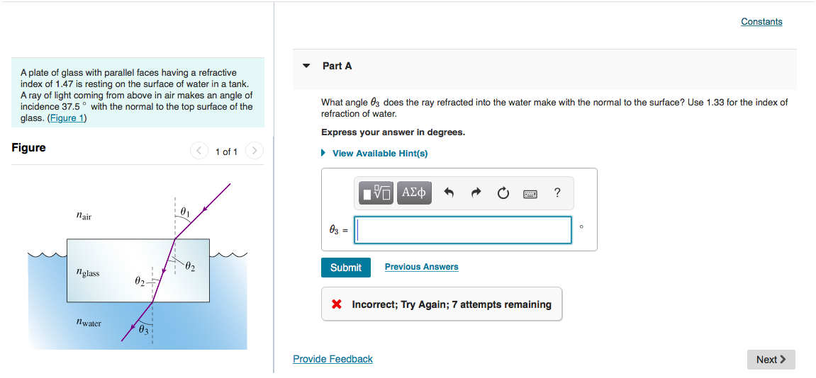 Solved Constants Part A A plate of glass with parallel faces | Chegg.com