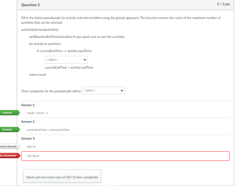 Solved Question 5 23 Pts Fill In The Below Pseudocode For 