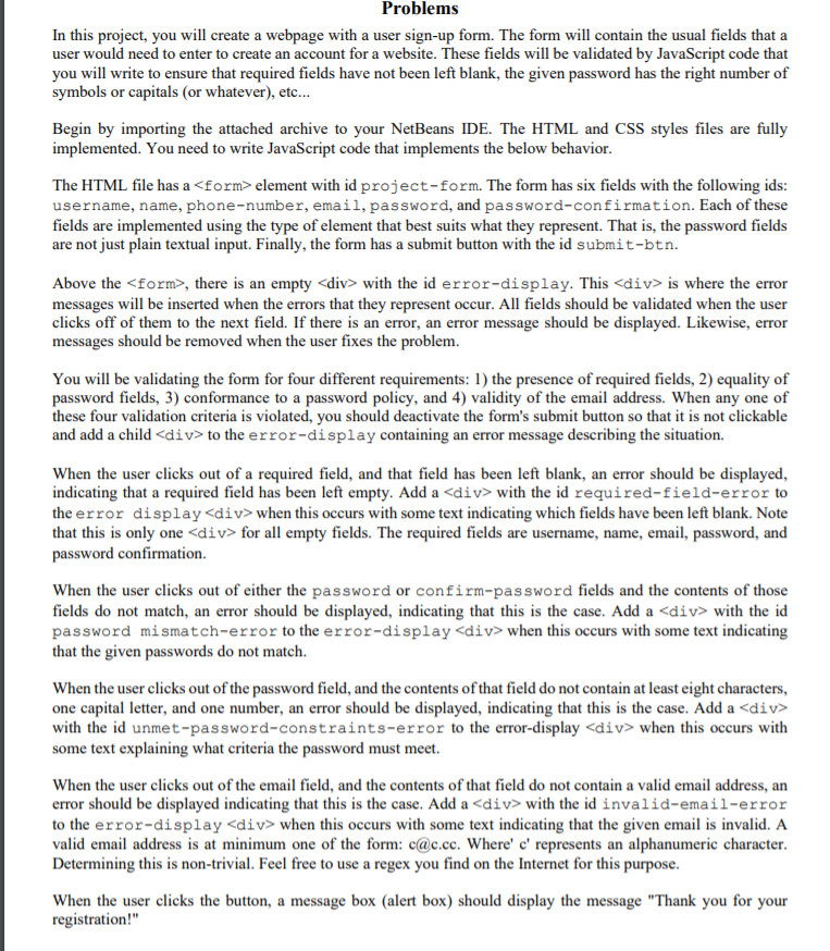 Solved The following problem needs HTML and jQuery | Chegg.com