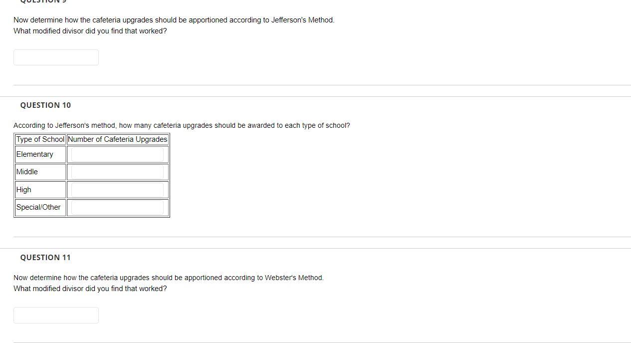 Solved Now determine how the cafeteria upgrades should be | Chegg.com