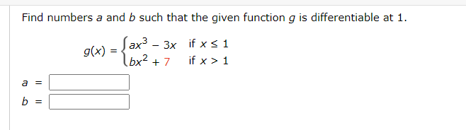 Solved Find numbers a and b ﻿such that the given function g | Chegg.com