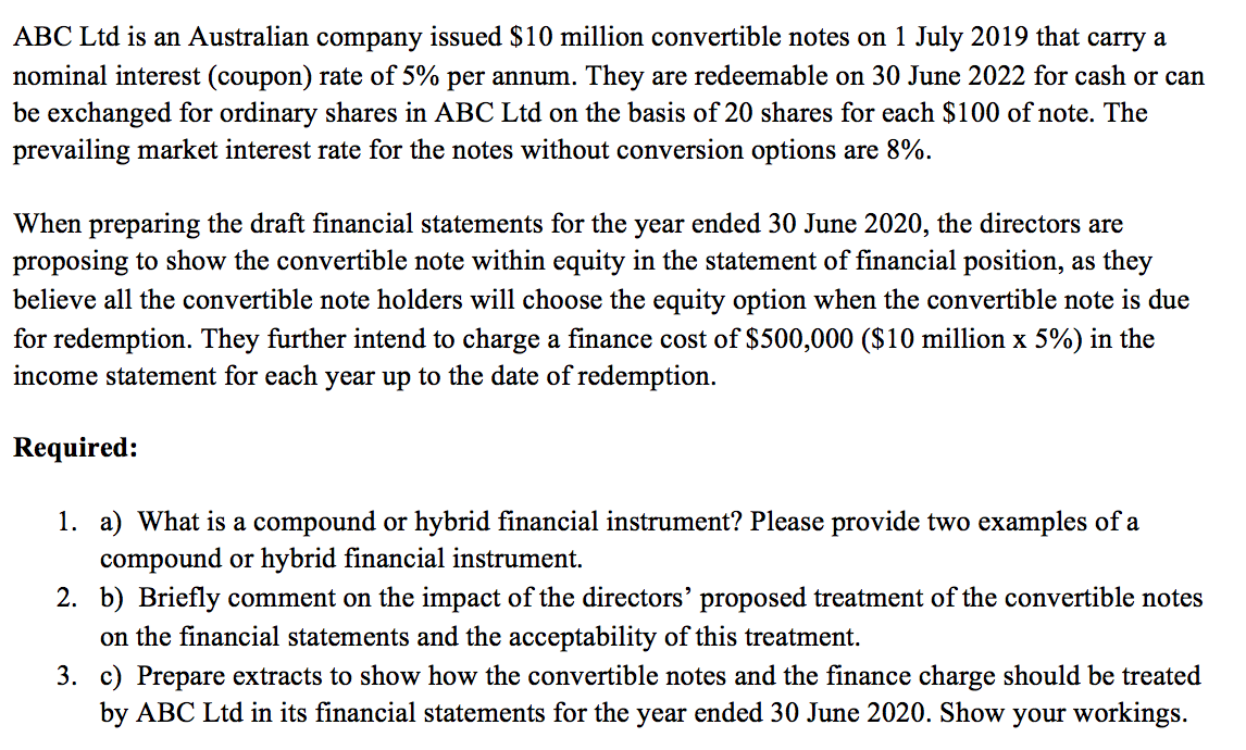 ABC Ltd is an Australian company issued $10 million | Chegg.com