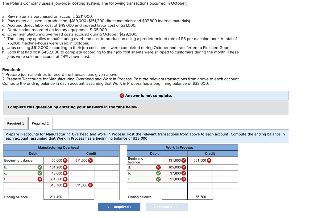 Solved The Polaris Company uses a job-order costing system. | Chegg.com Solved The Polaris Company uses a job-order costing system. | Chegg.com