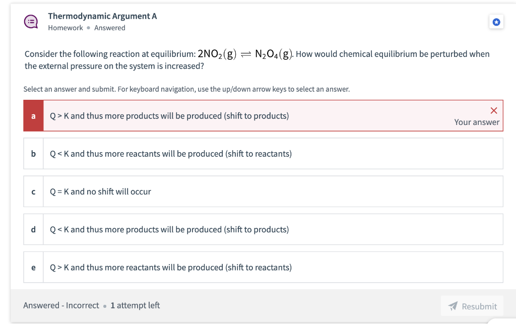 Solved Consider the following reaction at equilibrium: 2NO2( | Chegg.com