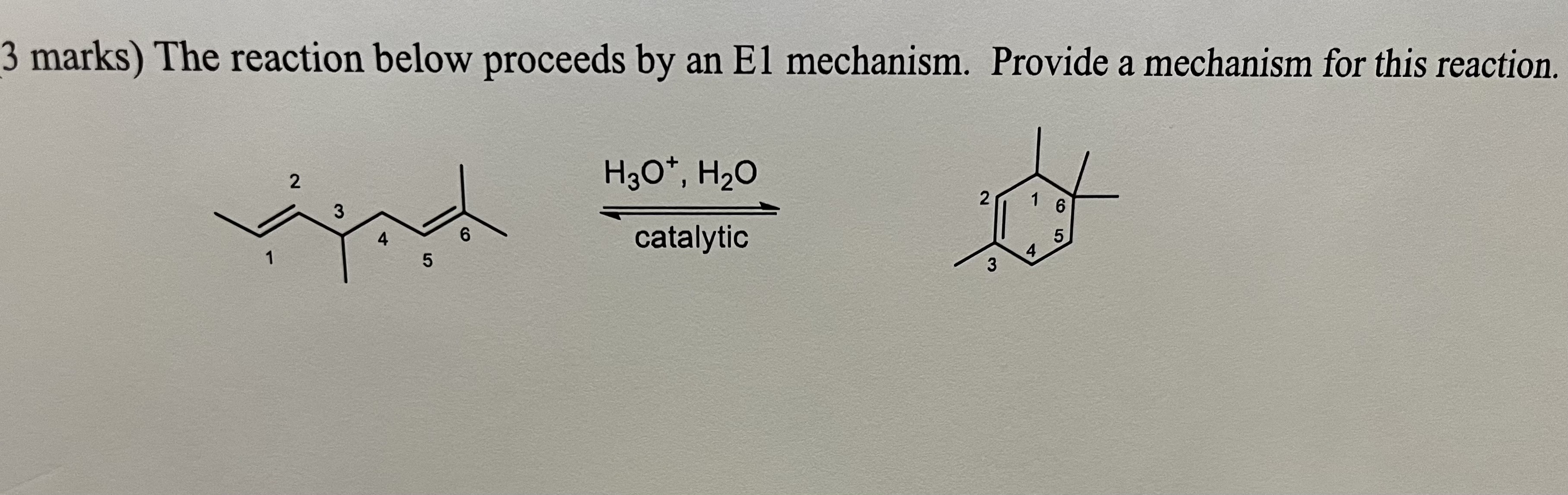 Solved marks) The reaction below proceeds by an E1 | Chegg.com