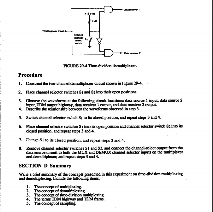 Solved EXPERIMENT 29 Name:. TIME-DIVISION MULTIPLEXING | Chegg.com