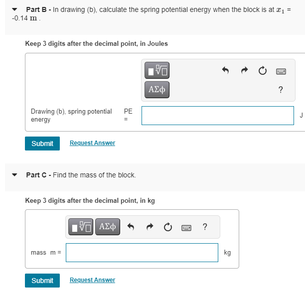 Solved Part B - In drawing (b), calculate the spring | Chegg.com