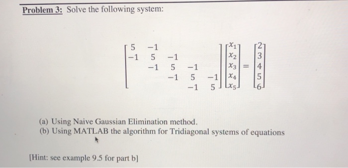 Solved Problem 3: Solve the following system: 5 -1 -1 5 1 | Chegg.com