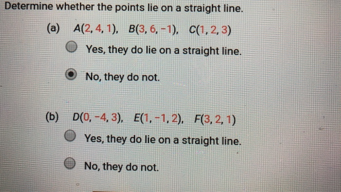 Solved Determine whether the points lie on a straight line. | Chegg.com Solved Determine whether the points lie on a straight line. | Chegg.com