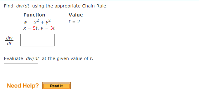 Solved Find dw/dt using the appropriate Chain Rule. Function | Chegg.com